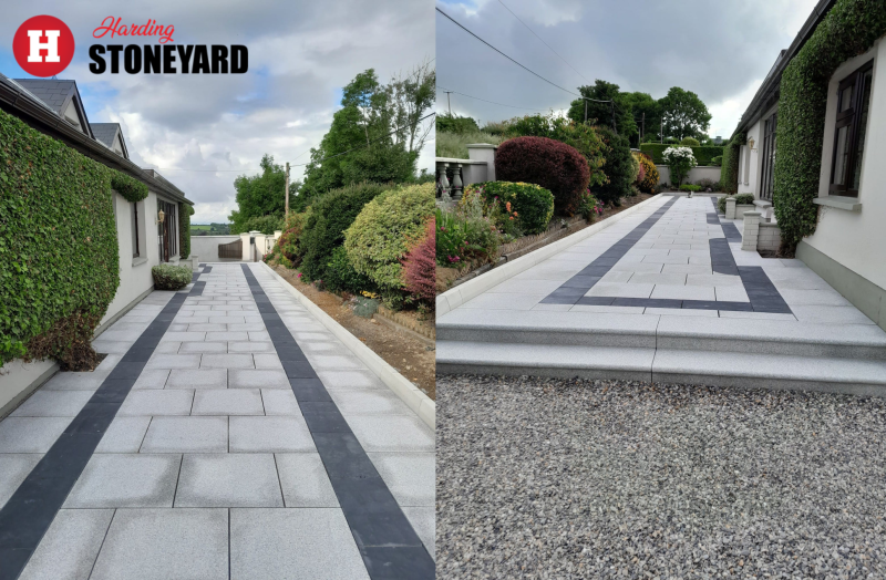Silver Granite Black Limestone Paving - Harding Stoneyard